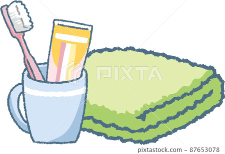 Toothpaste set and towel - Stock Illustration [87653078] - PIXTA