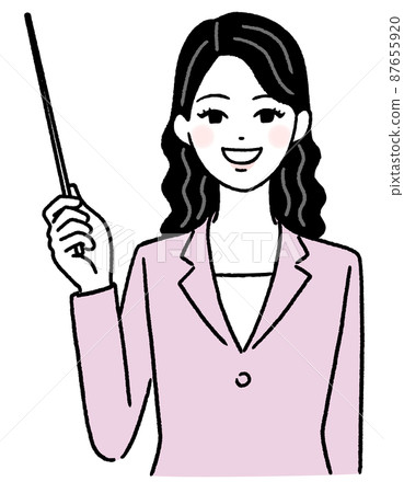 Young woman explaining with a pointer - Stock Illustration [87655920 ...