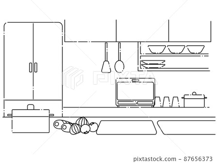 Simple line drawing kitchen - Stock Illustration [87656373] - PIXTA