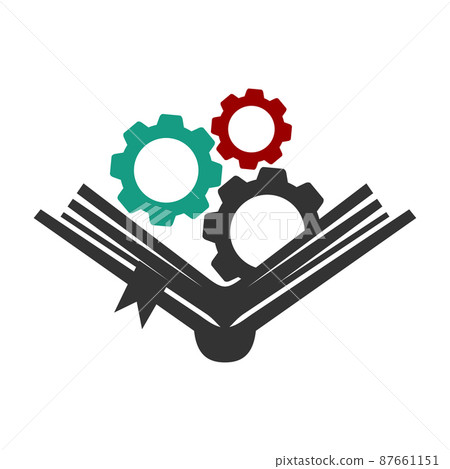 Gear Book logo Icon Illustration Brand Identity - Stock Illustration ...