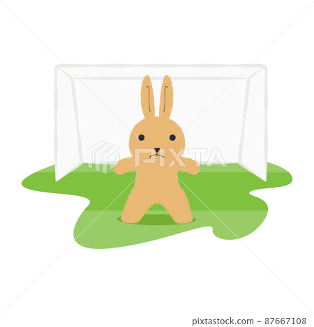 Illustration of a rabbit defending the goal - Stock Illustration ...