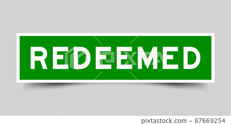 Square label banner with word redeemed in green...-插圖素材 [87669254 ...