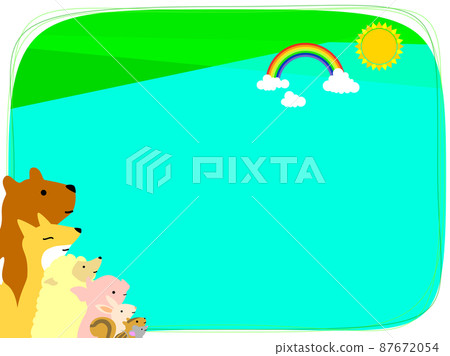 Frame background of animals looking up at the sky - Stock Illustration ...