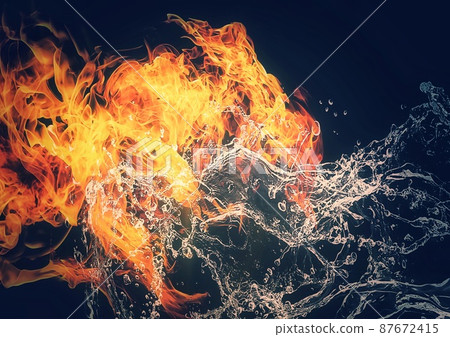 Illustration of swirling fire and water - Stock Illustration [87672415 ...