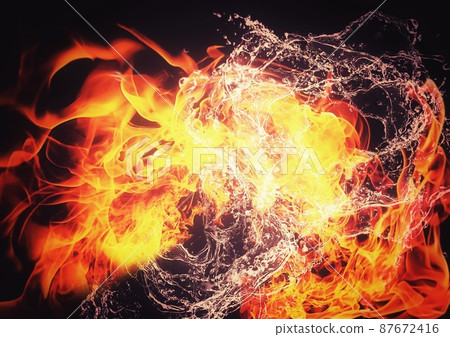Illustration of swirling fire and water - Stock Illustration [87672416 ...