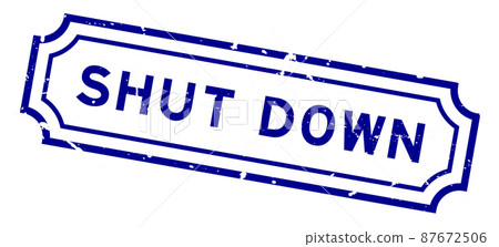 Grunge blue shut down word rubber seal stamp on... - Stock Illustration ...