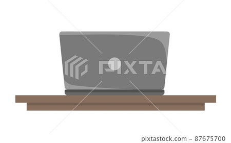 Laptop on the table in cartoon style. Vector... - 스톡일러스트 [87675700] - PIXTA