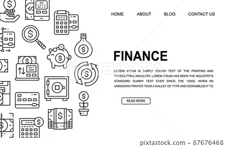 Money and Banking landing page template in line... - Stock Illustration ...