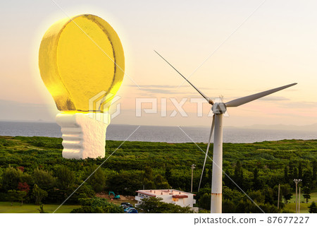 Renewable energy image of light bulbs and wind... - Stock Illustration ...