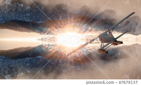 Magical Fantasy Aerial Landscape with a... - Stock Illustration ...