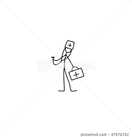 Cartoon icon of sketch stick figure doctor - Stock Illustration ...