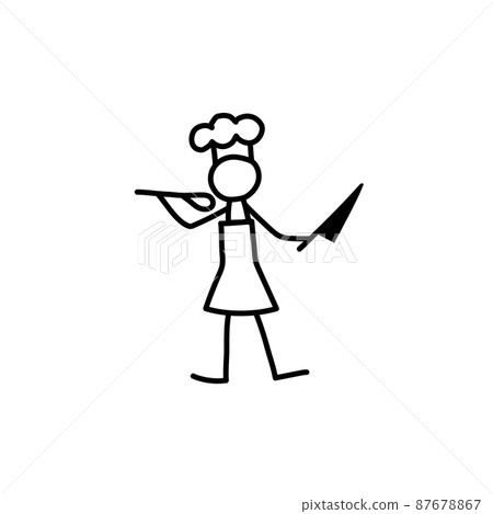 Restaurant chef, cook, waiter stick figure - Stock Illustration ...