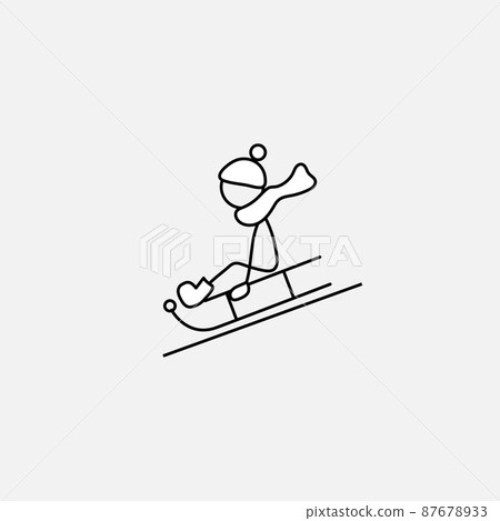 Stick figure boy doing winter activities - Stock Illustration [87678933 ...