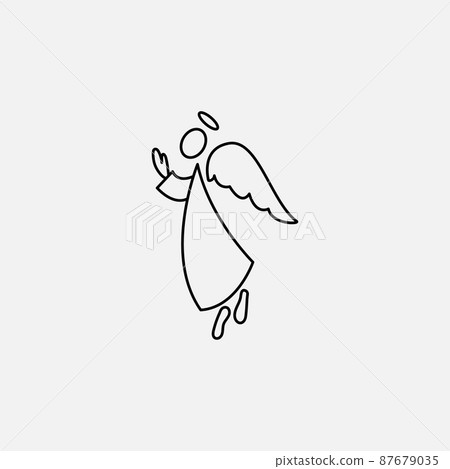 Stick figure angel icon and wings - Stock Illustration [87679035] - PIXTA