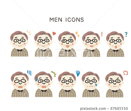 Uncle facial expression set - Stock Illustration [87685550] - PIXTA