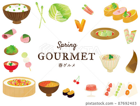 Spring gourmet watercolor illustration set - Stock Illustration ...