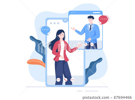 Conference Video Call by Remote Communication... - Stock Illustration ...