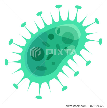 Cartoon virus cell. Green contagious infection...-插圖素材 [87699322] - PIXTA圖庫