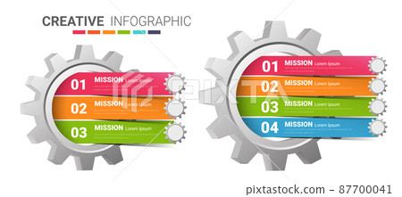 Gear infographics for presentation 3 and 4... - Stock Illustration ...