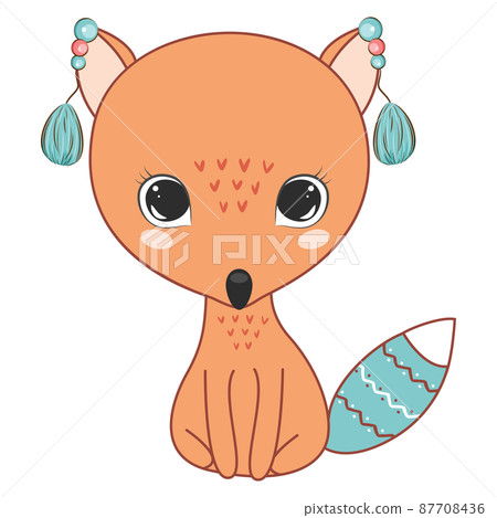 Cute cartoon fox. Woodland animals. Vector... - Stock Illustration ...