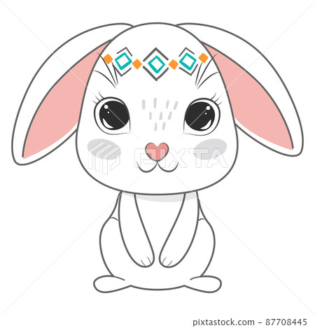 Cute cartoon bunny. Woodland animals. - Stock Illustration [87708445 ...