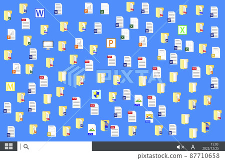 A computer desktop screen filled with files.... - Stock Illustration ...