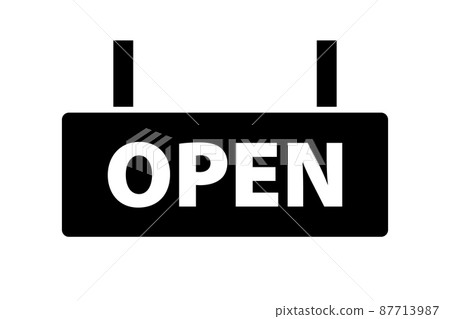 OPEN signboard silhouette icon. vector. - Stock Illustration [87713987 ...