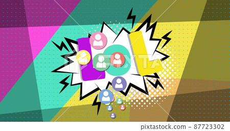 Image of lol text and media icons on colourful... - Stock Illustration ...