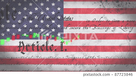 Image of data processing over flag of america - Stock Illustration ...