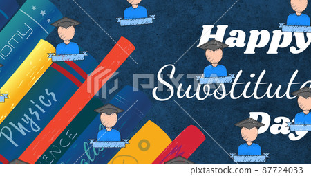 Graduated boy icons in seamless pattern against... - Stock Illustration ...