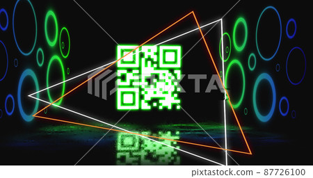 Image of glowing qr code over neon geometric...-插圖素材 [87726100] - PIXTA圖庫