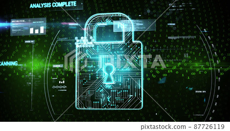 Image of online security padlock, binary coding... - Stock Illustration [87726119] - PIXTA