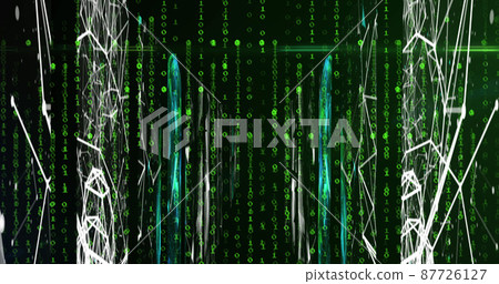 Image of binary coding and data processing over...-插圖素材 [87726127 ...