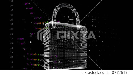 Image of online security padlock, binary coding... - Stock Illustration [87726151] - PIXTA