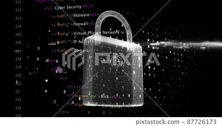 Image of online security padlock, binary coding... - Stock Illustration [87726173] - PIXTA