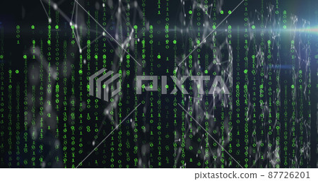 Image of binary coding and data processing over...-插圖素材 [87726201 ...