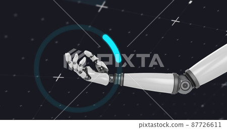 Image of blue circle and robotic arm on black...-插圖素材 [87726611] - PIXTA圖庫