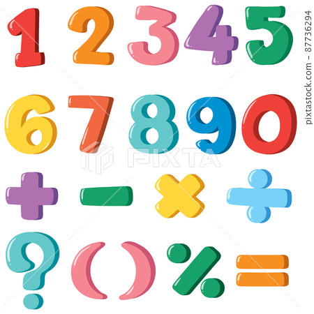 A set of number and math icon - Stock Illustration [87736294] - PIXTA
