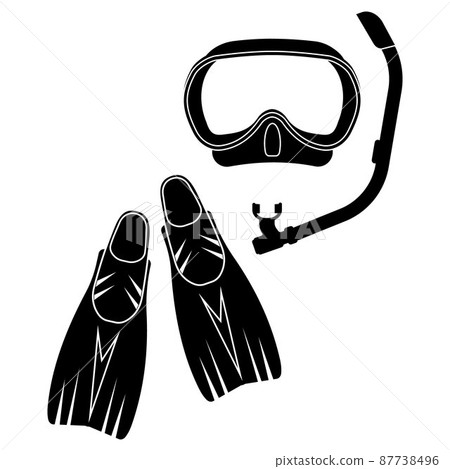 Diving mask and fins, isolated vector... - Stock Illustration [87738496 ...