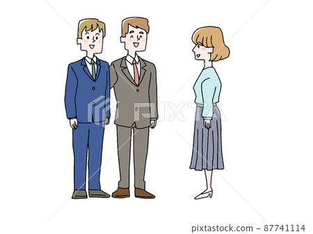A man introducing a man to a woman A comical... - Stock Illustration ...