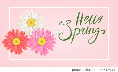 Happy Spring Banner Clip Art Hello Spring Banner. Trendy Texture.
