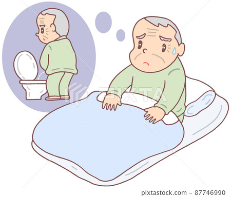 Nocturia / overactive bladder due to aging - Stock Illustration ...