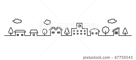 Cityscape school line drawing - Stock Illustration [87750543] - PIXTA