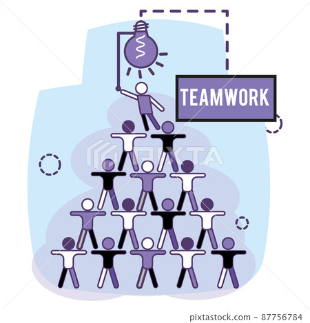 Group of people working together to reach... - Stock Illustration ...