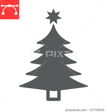 Christmas tree glyph icon, merry christmas and... - Stock Illustration ...