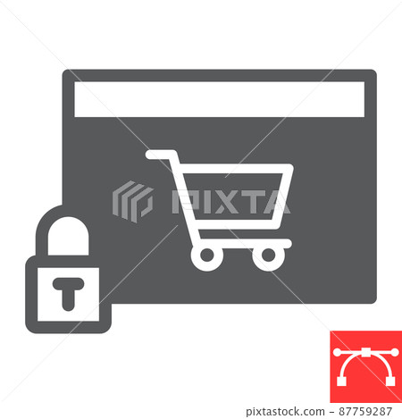 Safe online shopping glyph icon, security and... - Stock Illustration ...