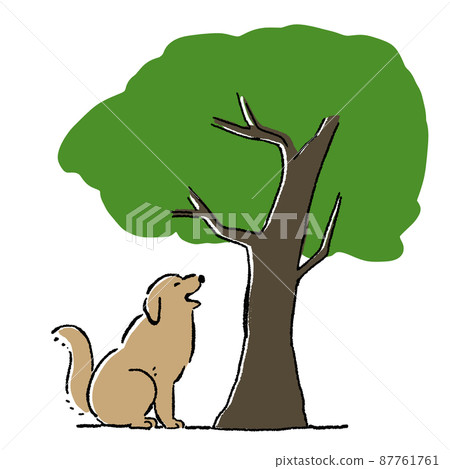 Illustration of a tree and a dog - Stock Illustration [87761761] - PIXTA