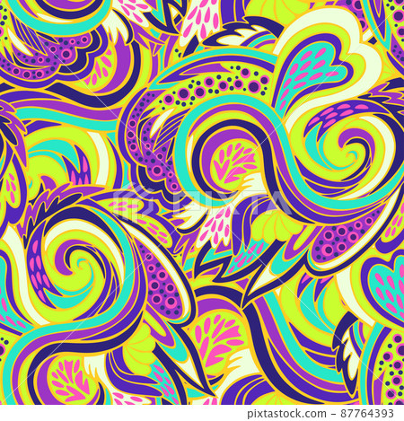 Funky colorful seamless psychedelic texture for...-插圖素材 [87764393 ...