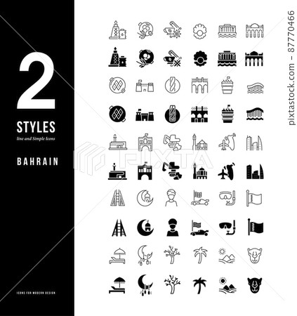 Collection simple and linear icons of bahrain... - Stock Illustration ...