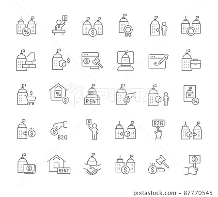 Set of vector line icons of B2G for modern... - Stock Illustration ...